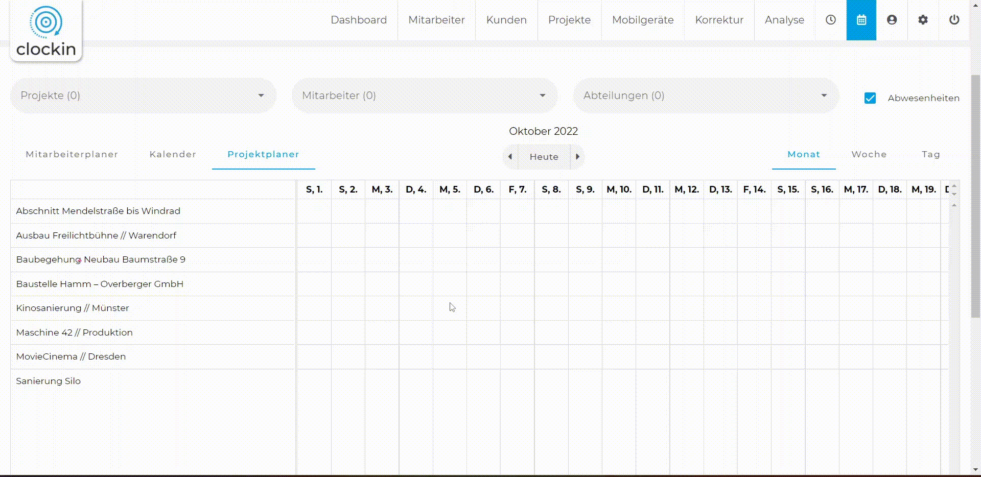 Was ist der Projektplaner und wie wende ich diesen an?